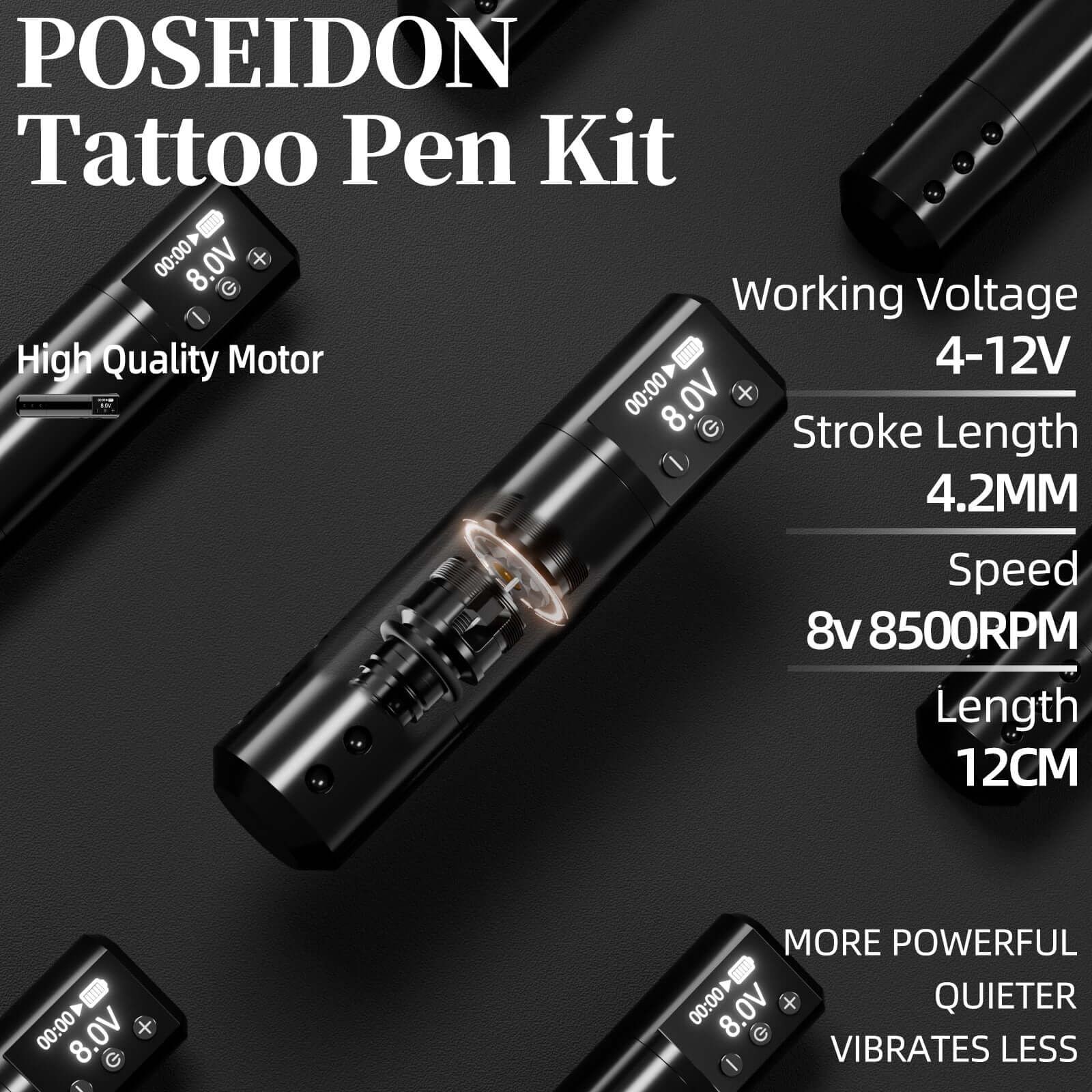 Máy Xăm Pen Không Dây POSEIDON LED - DỤNG CỤ XĂM CHUYÊN NGHIỆP - TATUSHOP